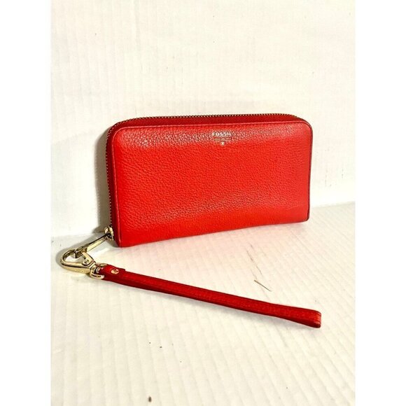 Fossil | Bags | Fossil Zip Wallet All Occasions Hand Clutch Leather ...